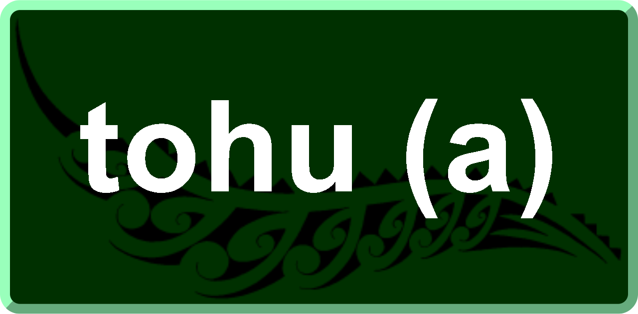 tohu (a): to point out, to identify (verbs)/ sign, symbol (nouns)